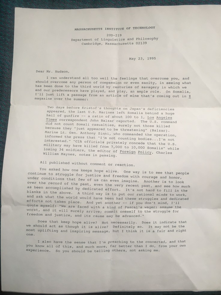 Noam Chomsky letter from May 1995